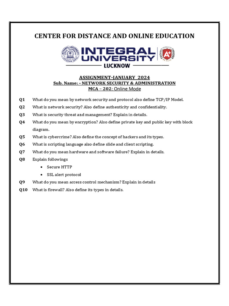 Network Security & Administration Assignment | PDF
