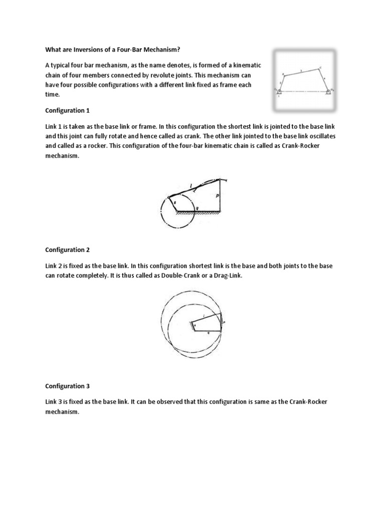 What Are Inversions of A Four-Bar Mechanism? | PDF | Kinematics | Machines