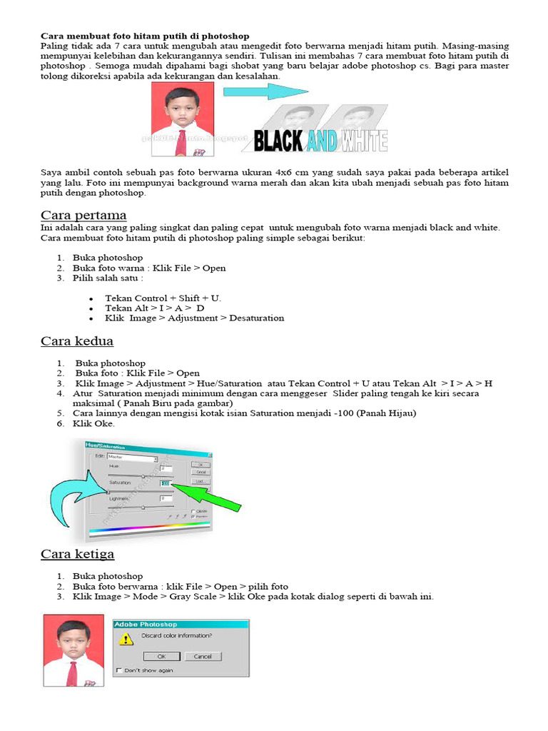 Cara Membuat Foto Hitam Putih Di Photoshop | PDF | Metode & Bahan Ajar | Pengembangan Diri