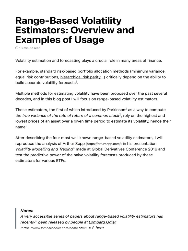Volatility Estimation Pdf Volatility Finance Bias Of An Estimator