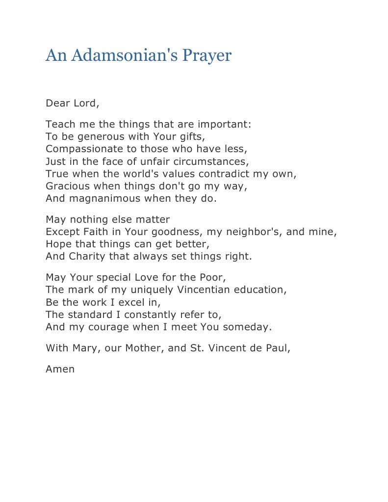 An Adamsonian's Prayer | PDF