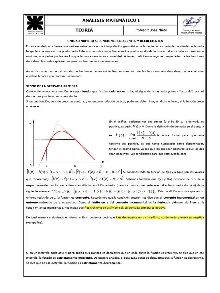 Teoría (Unidad 5) | PDF | Derivado | Curva