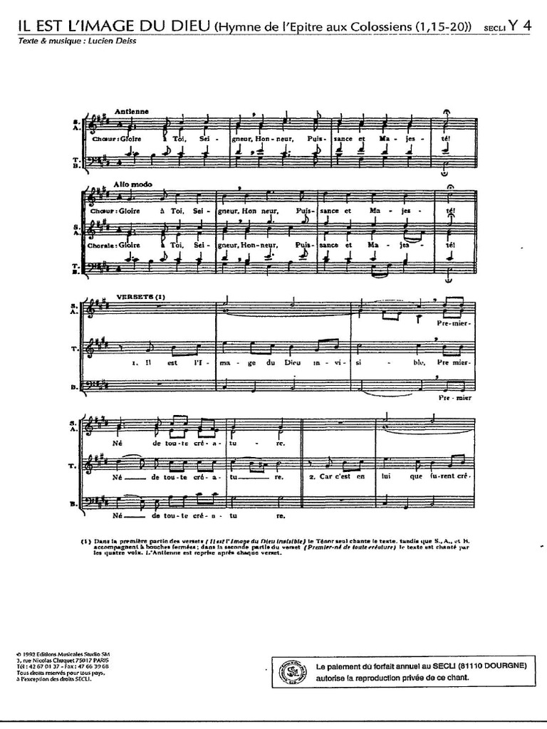 Hymne Il Est Limage de Dieu | PDF