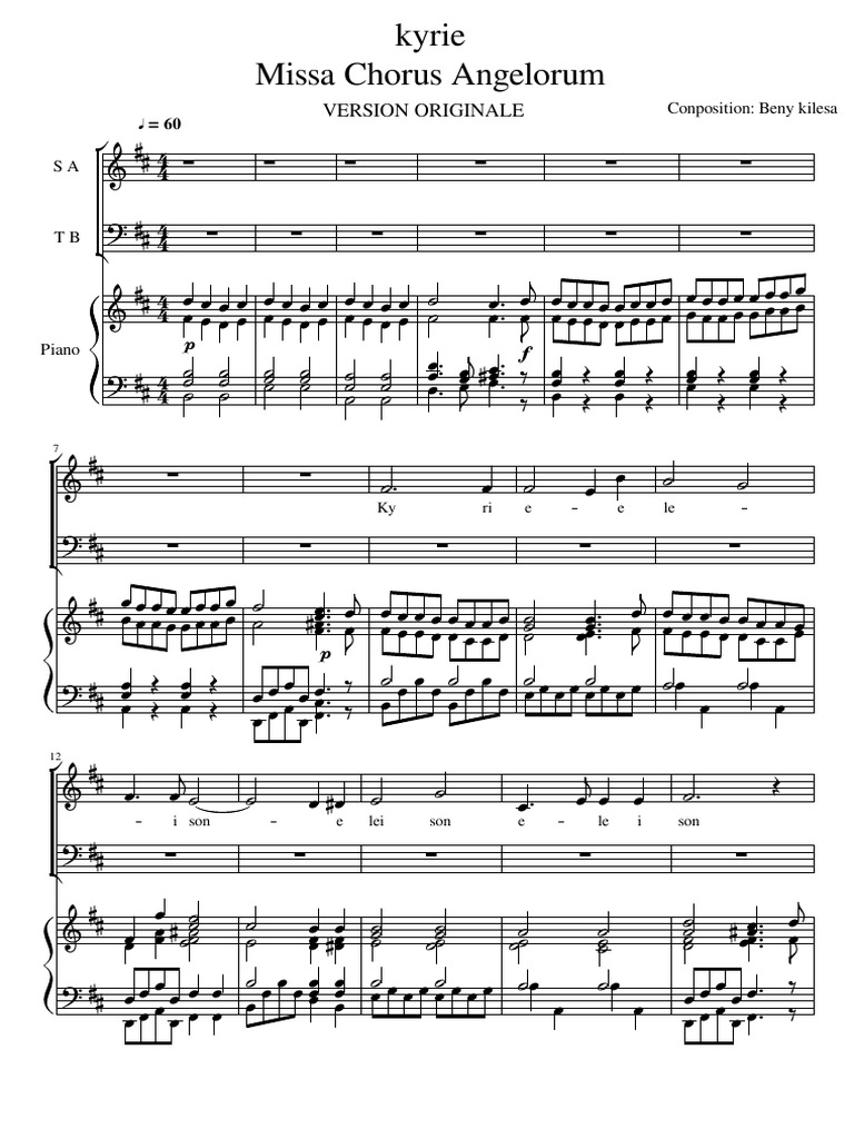 CHORUS ANGELORUM Kyrie Benny - Kilesa | PDF