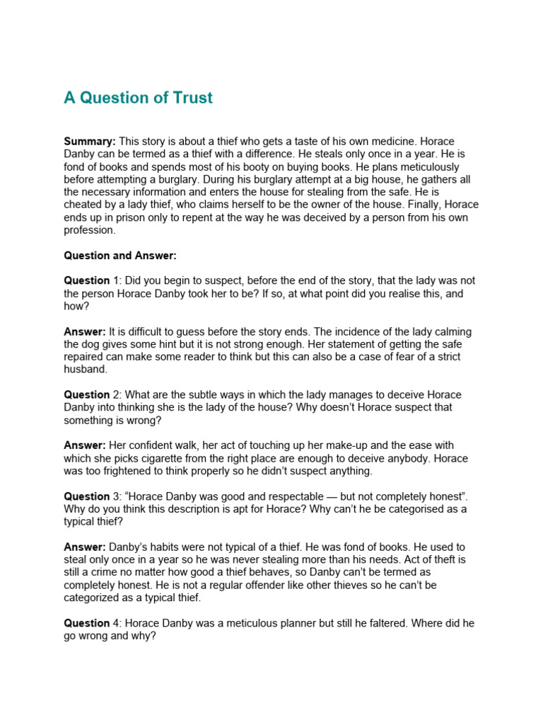 A Question of Trust | PDF | Theft | Crimes