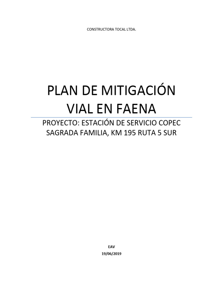 PLAN DE MITIGACIÓN - TOCAL - Rev 0 | PDF | Tráfico | Seguridad vial