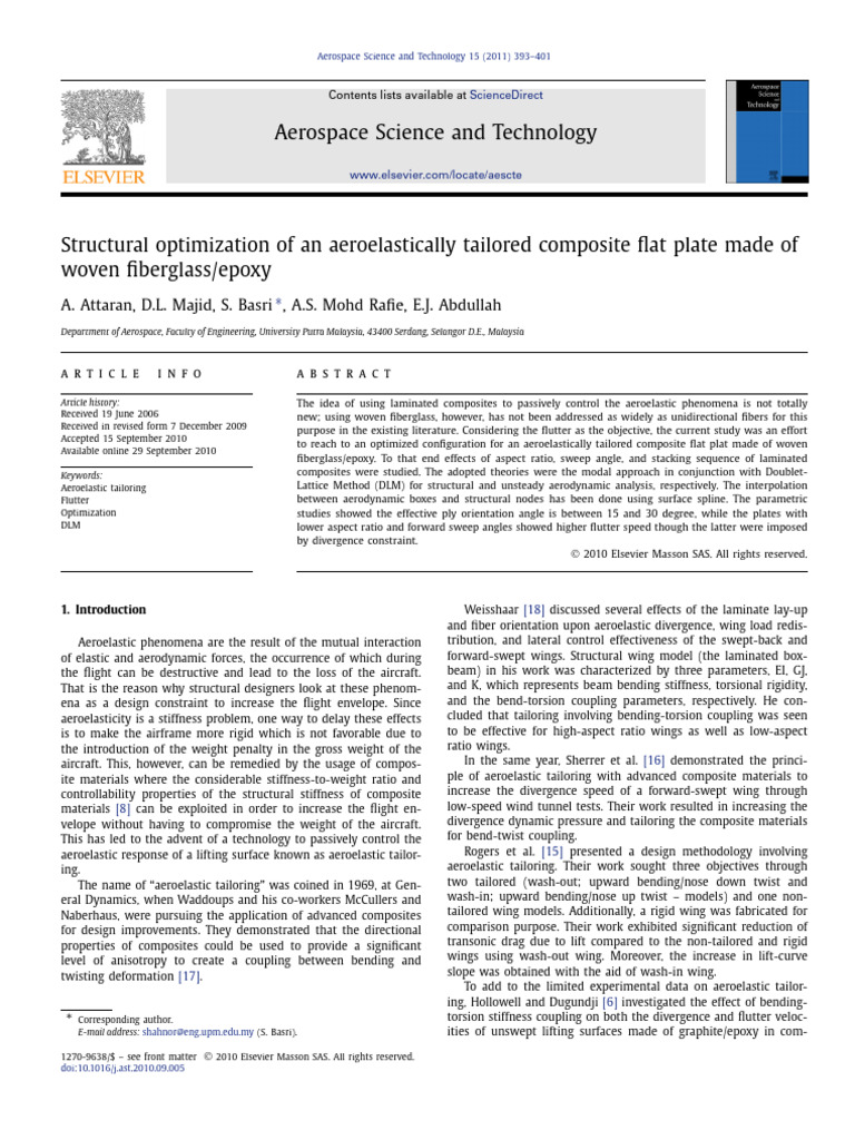 2011 Structural Optimization of An Aeroelastically Tailored Composite ...