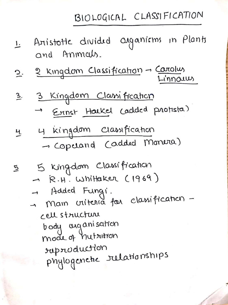 Biological Classification (Hand Written Notes) | PDF