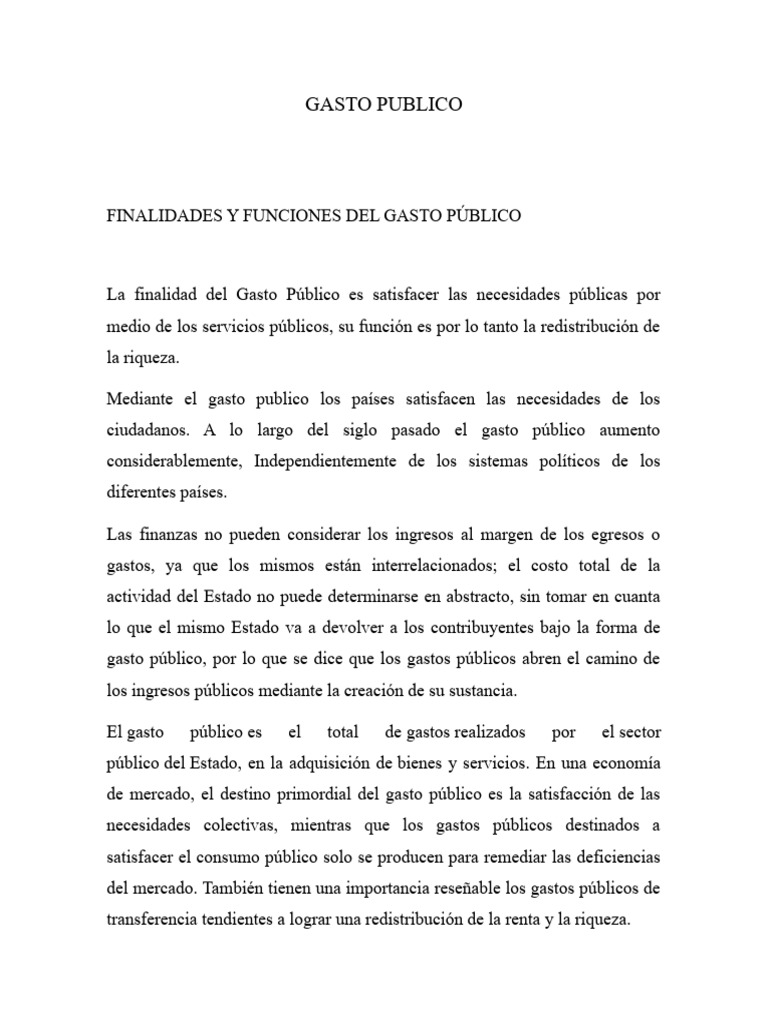 Gasto Publico | PDF | Gastos gubernamentales | Economias