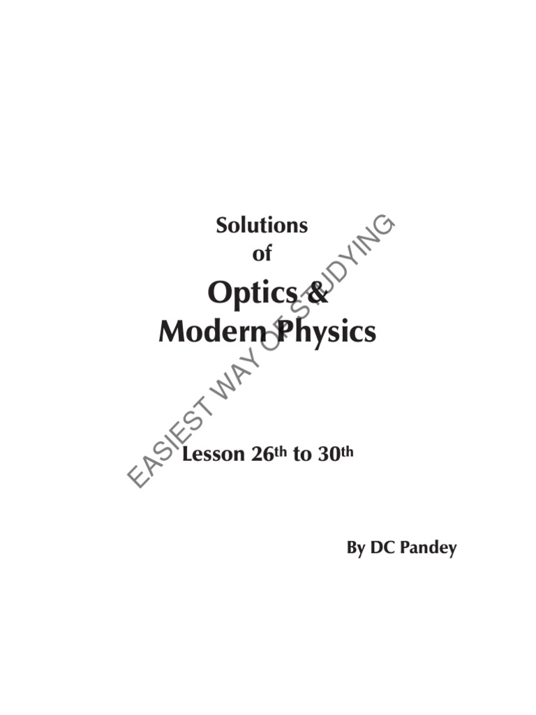 Solution of DC Pandey Optics & Modern Physics Iitjee | PDF | Mirror ...