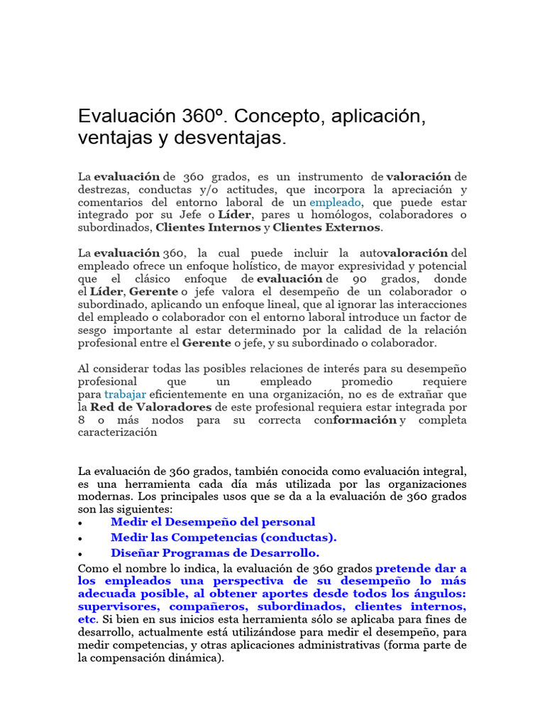 Evaluación 360º: Ventajas y Aplicación | PDF | Evaluación | Metodología ...