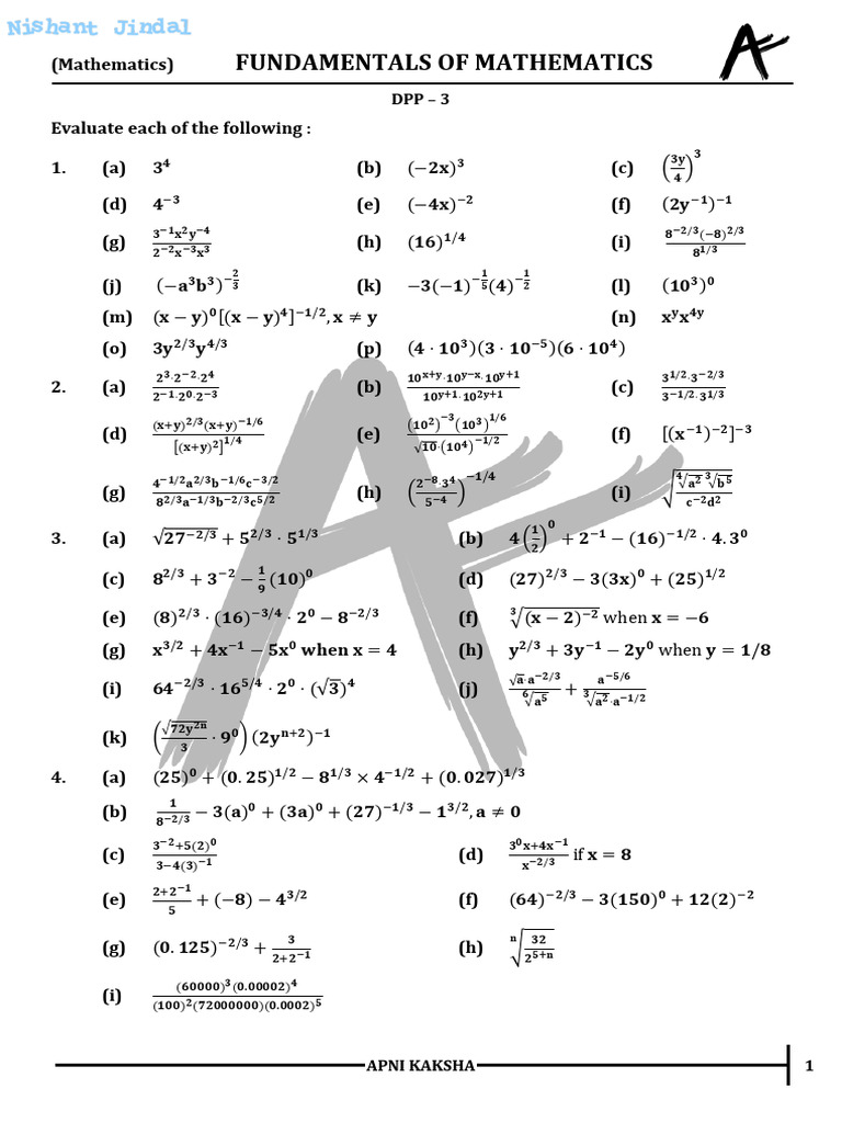 DPP - 03 - Fundamentals of Mathematics NJ - 247 | PDF