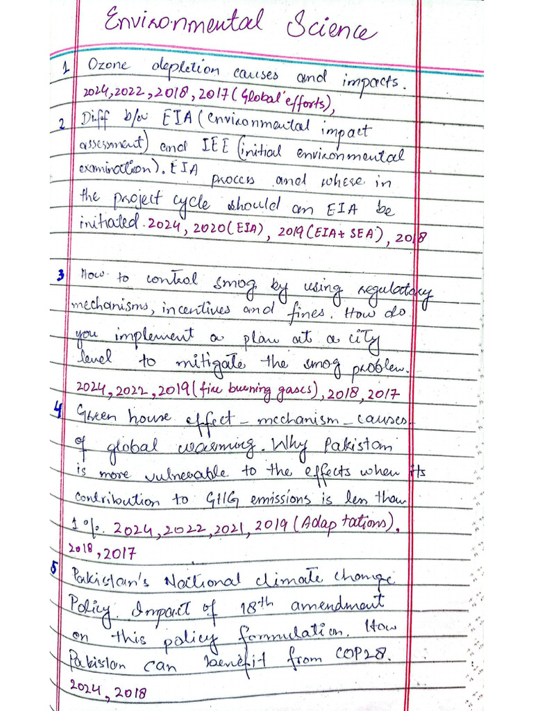 Environmental Science Past Papers | PDF
