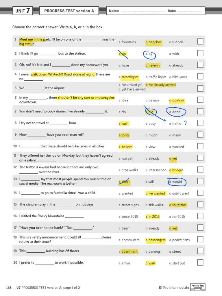 Unit 7-Test | PDF | Traffic | Transport Infrastructure