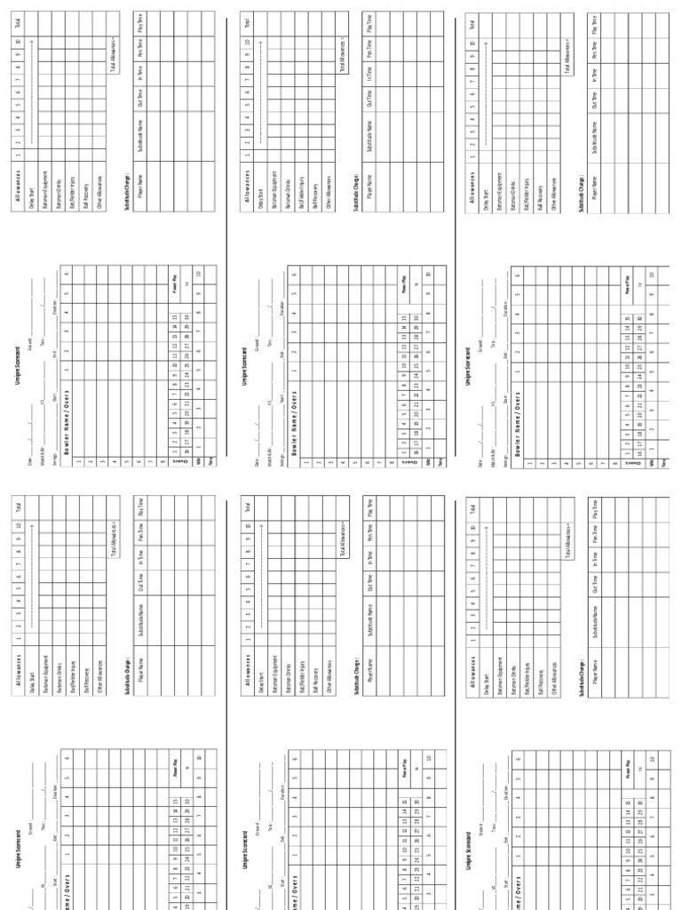 Umpire Scorecard Portrait | PDF | Bowling (Cricket) | Ball Games