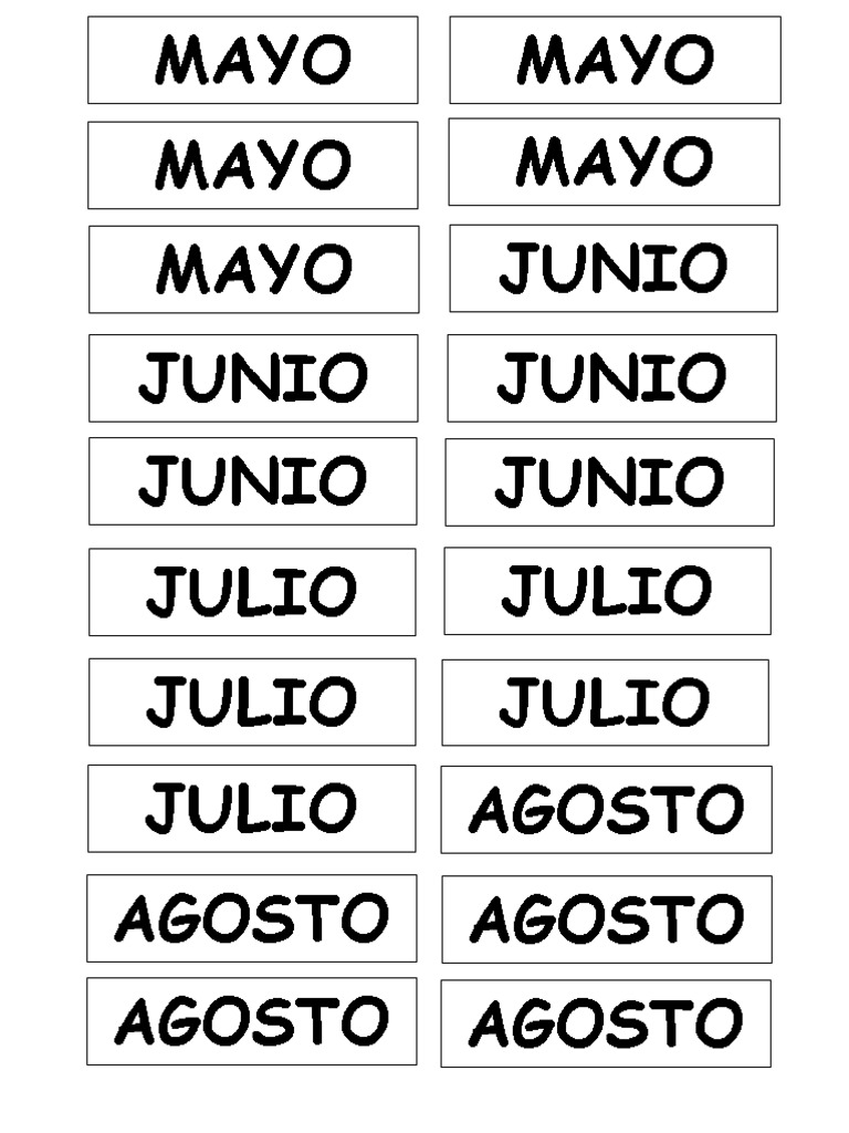 Letras de Meses Del Año para Separar | PDF