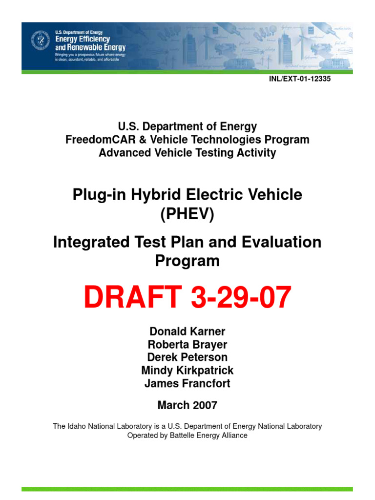 PHEV Integrated Test Plan Overview | PDF | Plug In Hybrid | Hybrid Vehicle