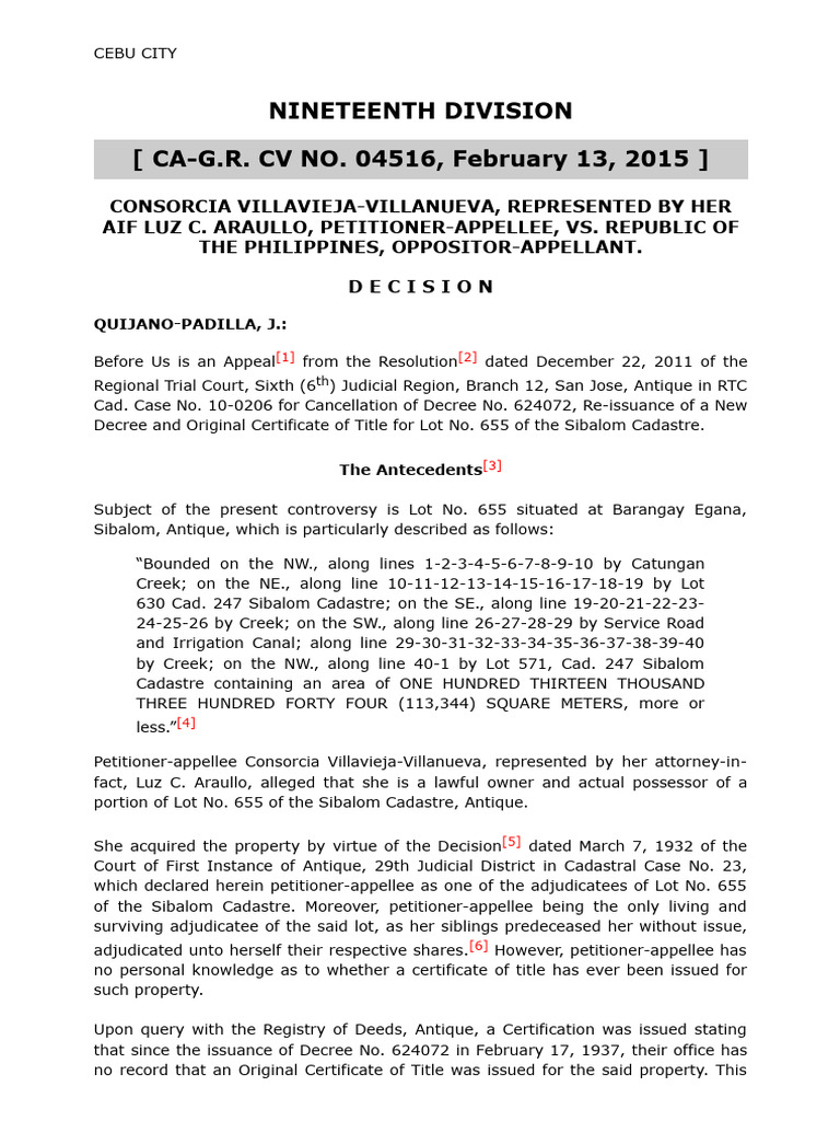 Nineteenth Division (CA-G.R. CV NO. 04516, February 13, 2015) | PDF ...