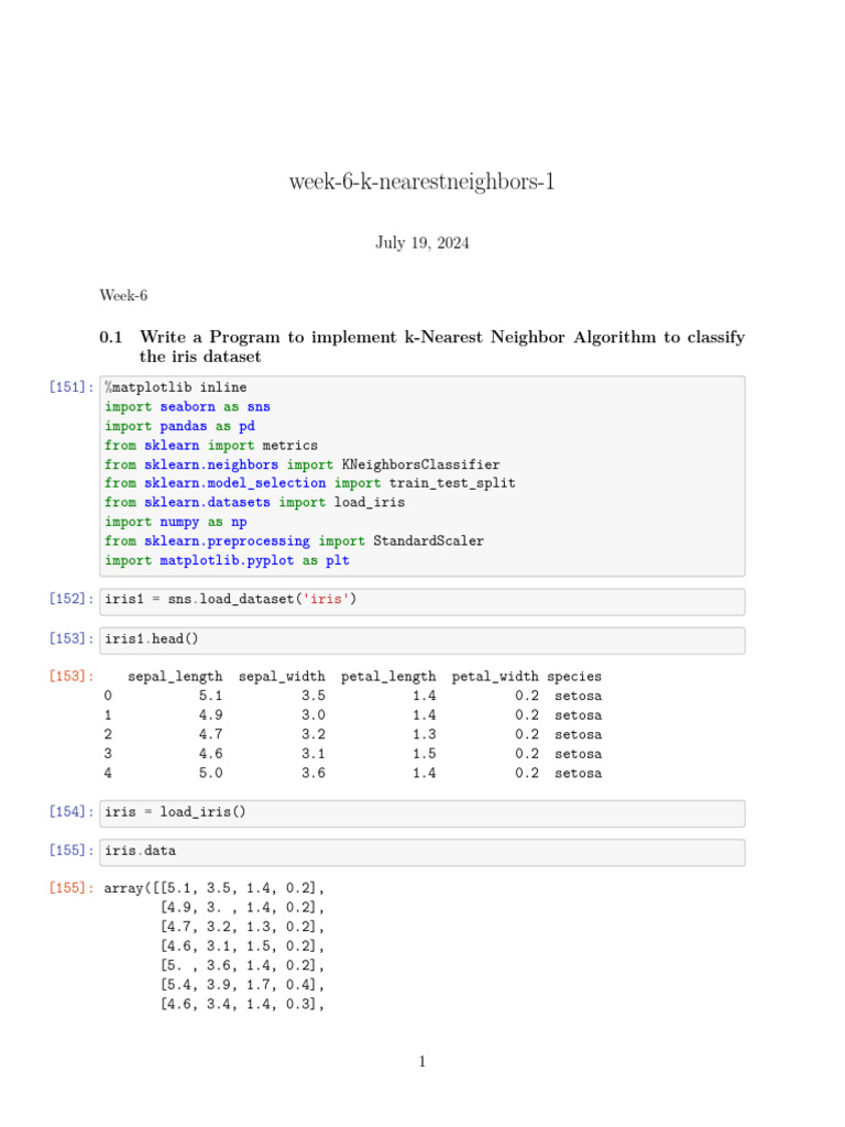Week 6 K Nearestneighbors 1 | PDF | Accuracy And Precision | Computer ...