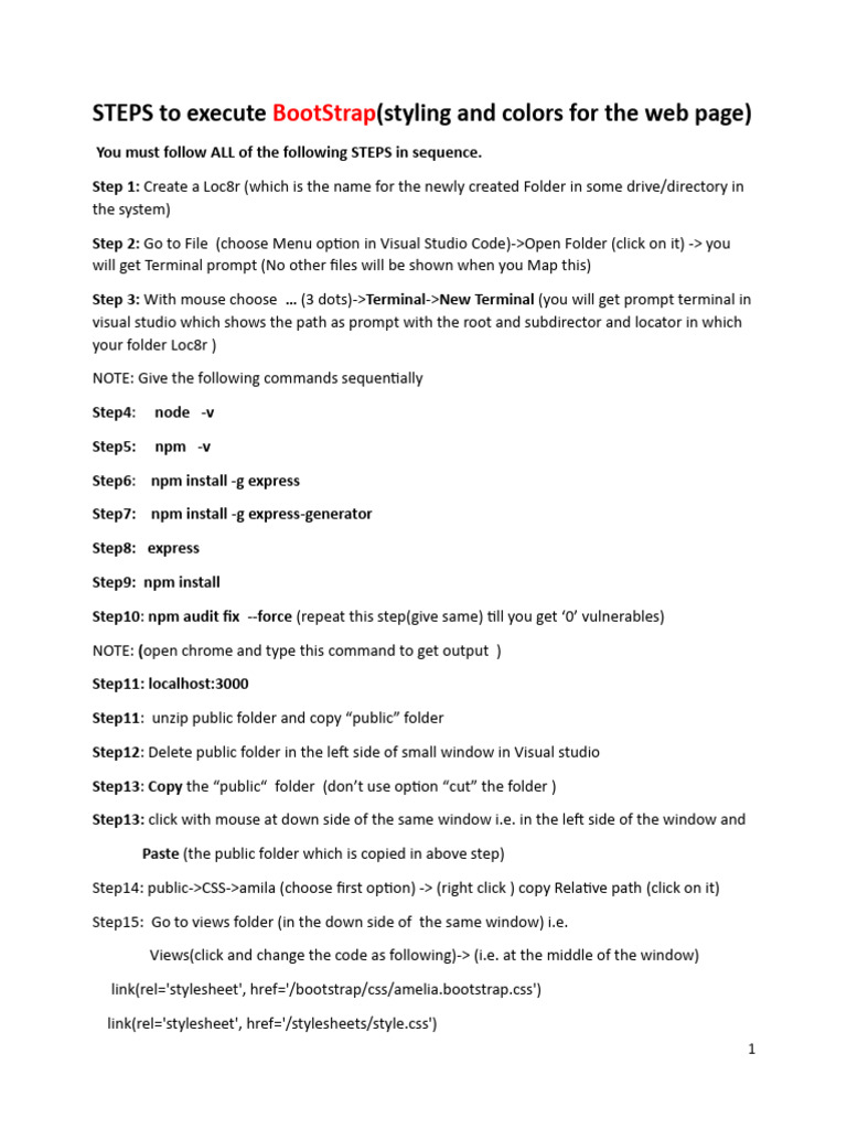 MEAN-Steps To Execute BootStrap | PDF | Computer File | Directory (Computing)