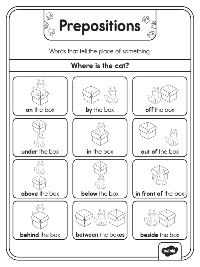 BW Kindergarten Prepositions Poster | PDF | Philosophy | Foreign ...