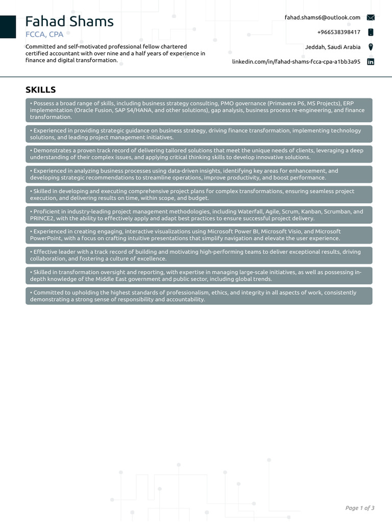 Fahad Shams - CV | PDF | Business Process | Enterprise Resource Planning