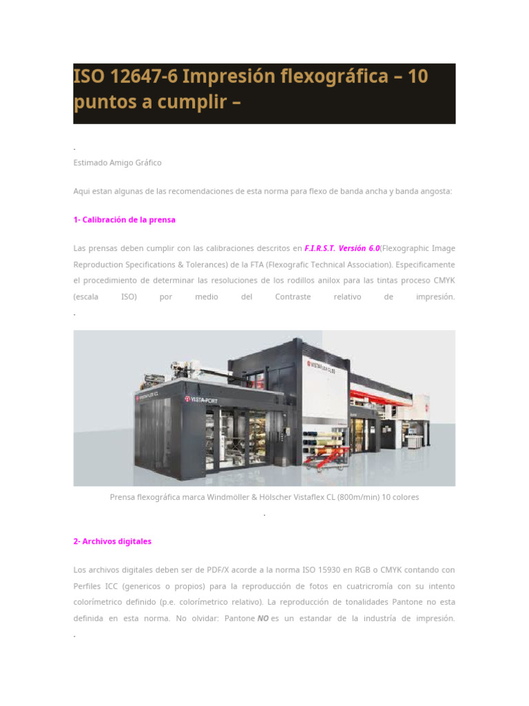 ISO 12647-6 Impresión Flexográfica 10 Puntos A Cumplir | PDF | Percepción visual | Color