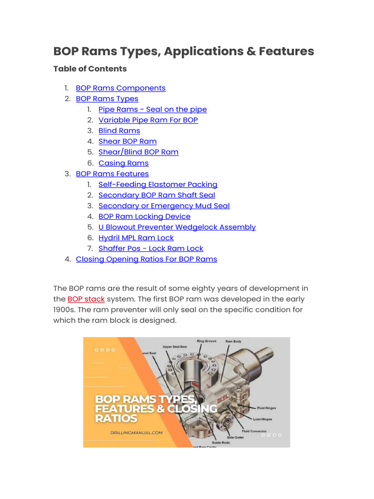 Bop Rams Types | PDF | Mechanical Engineering