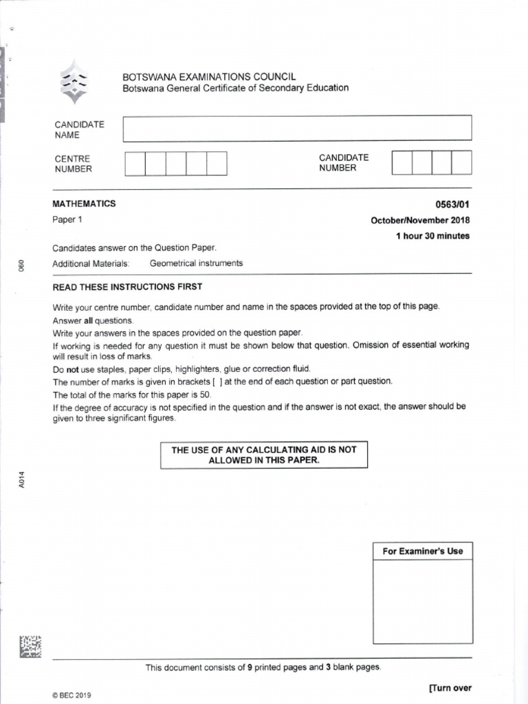 Mathematics Pp1 2018 Pdf