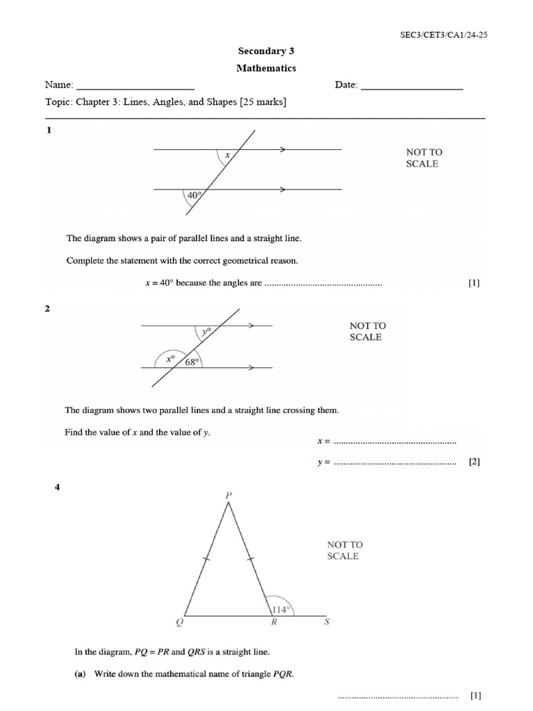 Secondary 3 Math: Lines, Angles, Shapes | PDF
