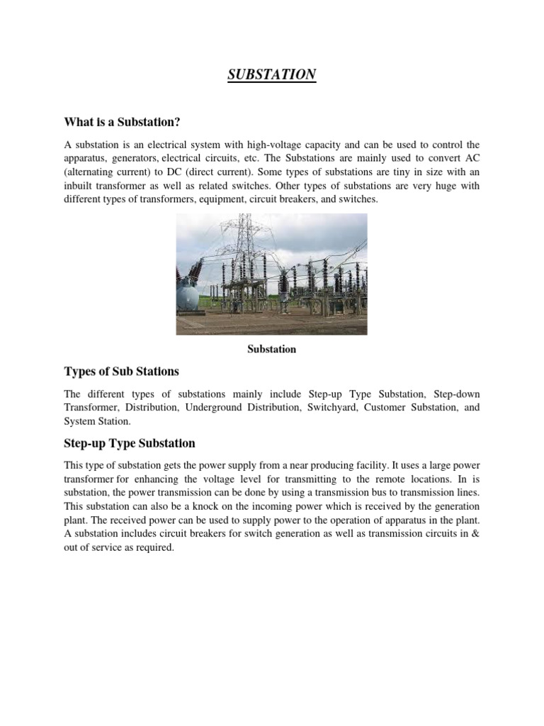 SUBSTATION | PDF | Electrical Substation | Electric Power Distribution