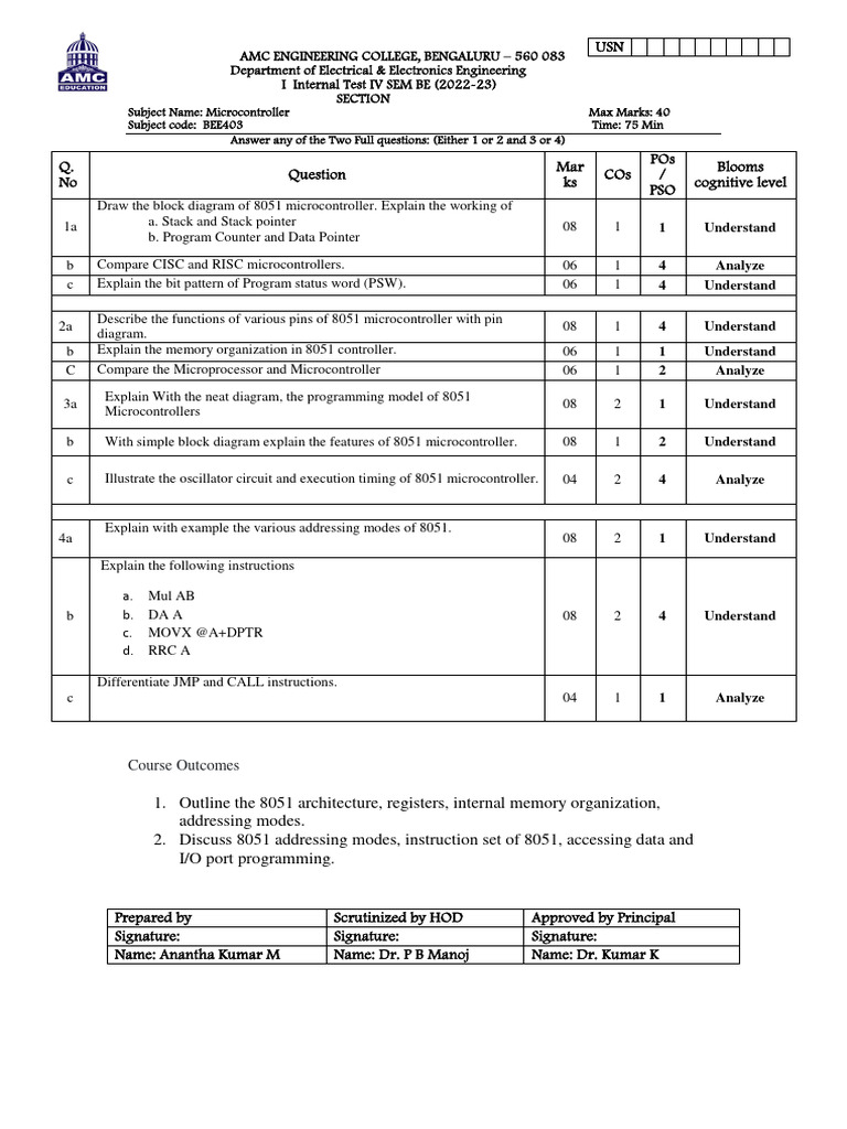 CIE 1 QP Micro Controller | PDF | Microcontroller | Computer Science