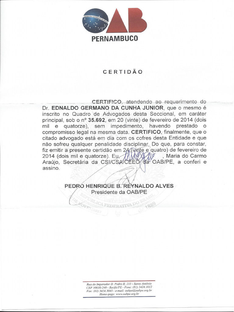 Certidão OAB | PDF