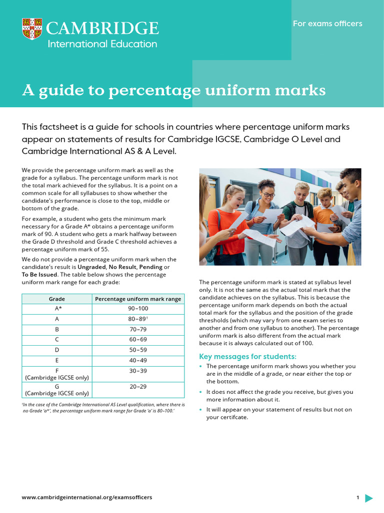 Understanding Percentage Uniform Marks | PDF | Percentage