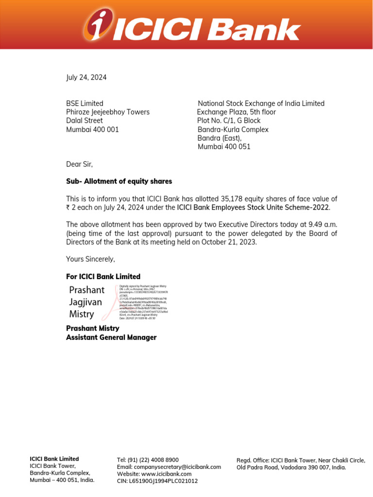 Prashant Jagjivan Mistry: Sub-Allotment of Equity Shares | PDF