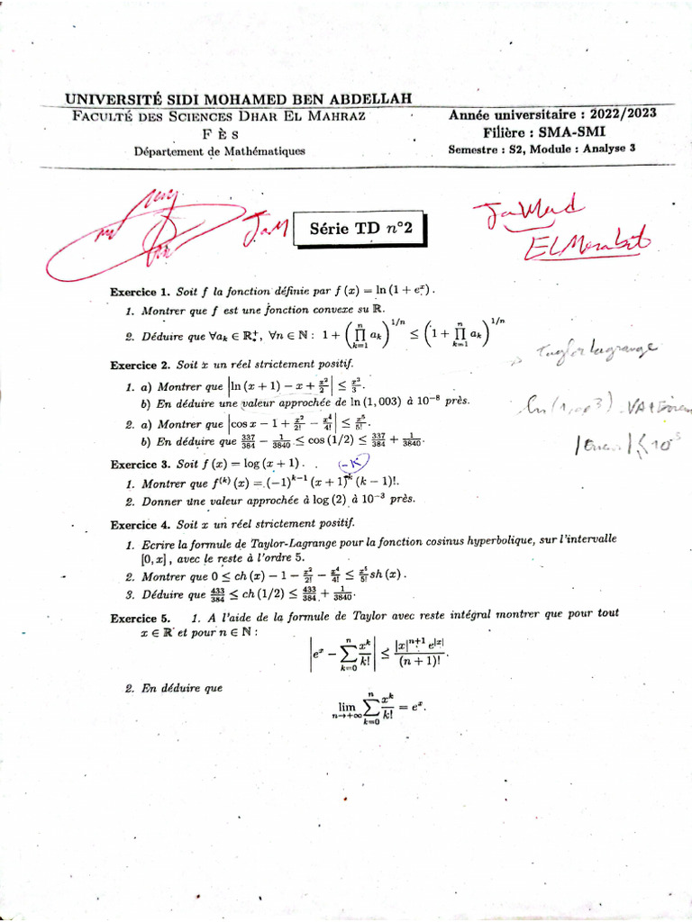 Analyse03 td02 Énoncé&correction | PDF