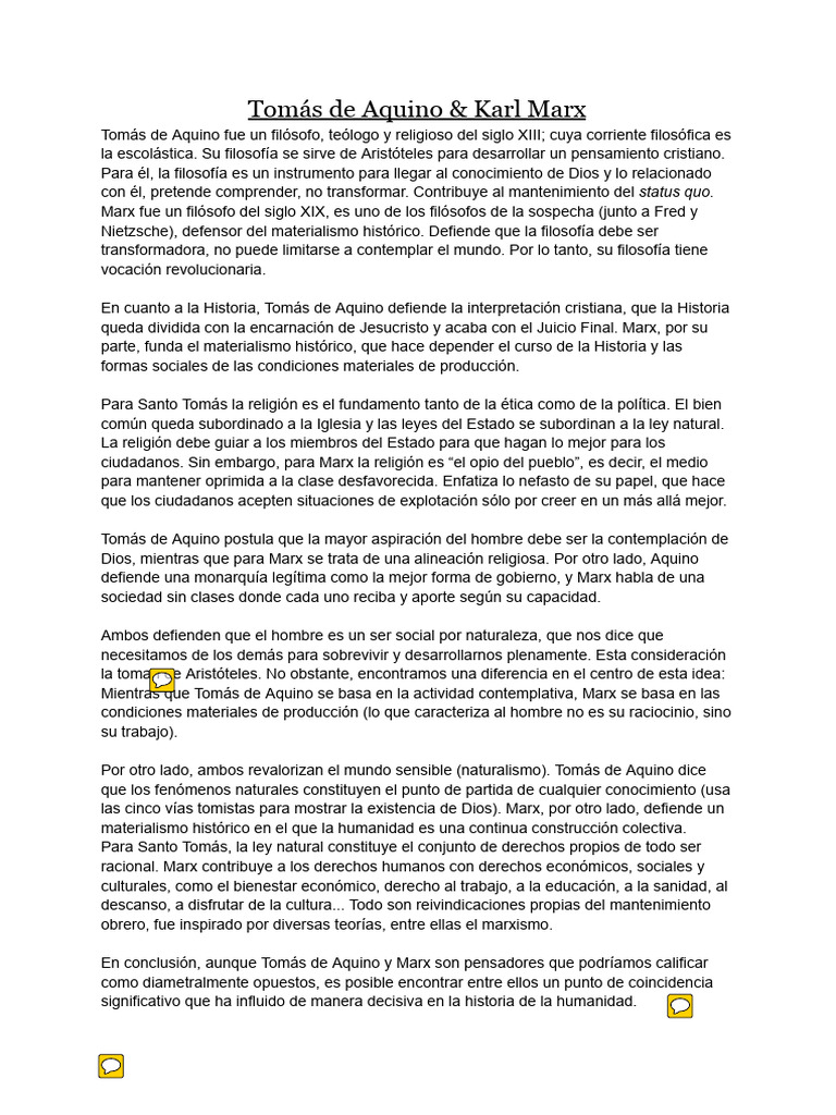 Relación Sto. Tomás de Aquino & Karl Marx para Selectividad | PDF | Tomás de Aquino | Karl Marx