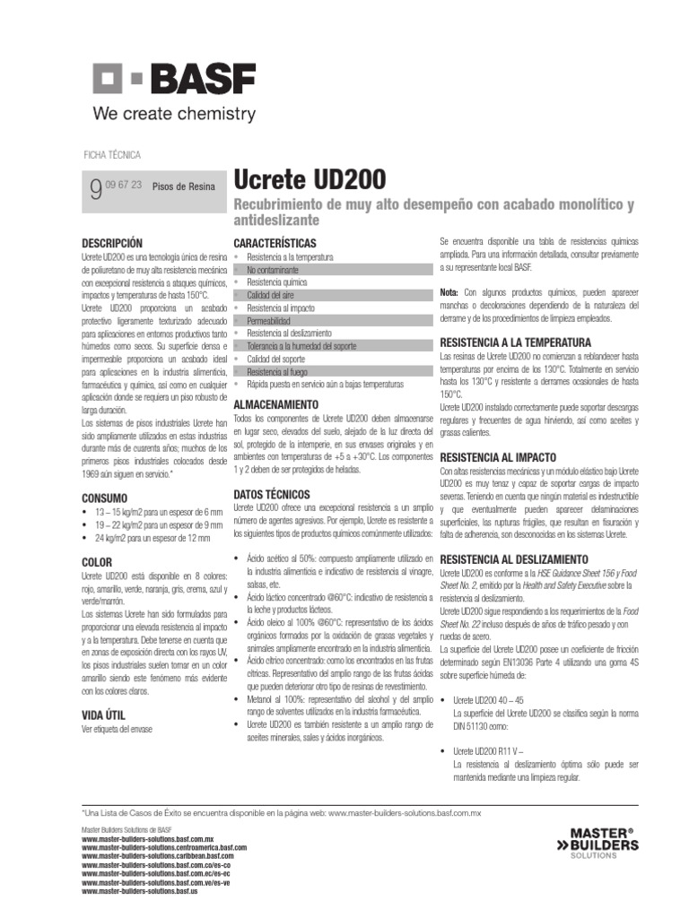 Basf Ucrete UD200 Tds SP | PDF | Hormigón | Fruta