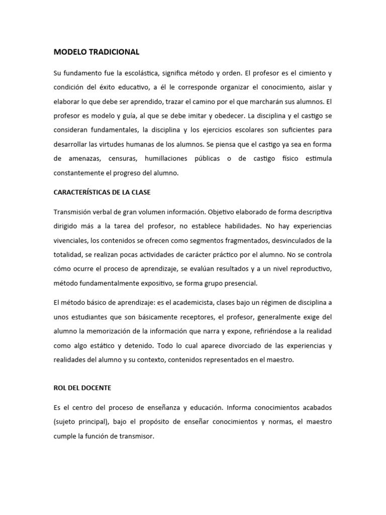 Modelo Tradicional | PDF | Maestros | Aprendizaje
