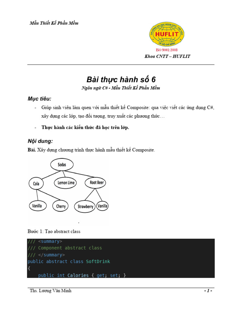 Bài tập thực hành Composite Design Pattern C# | PDF