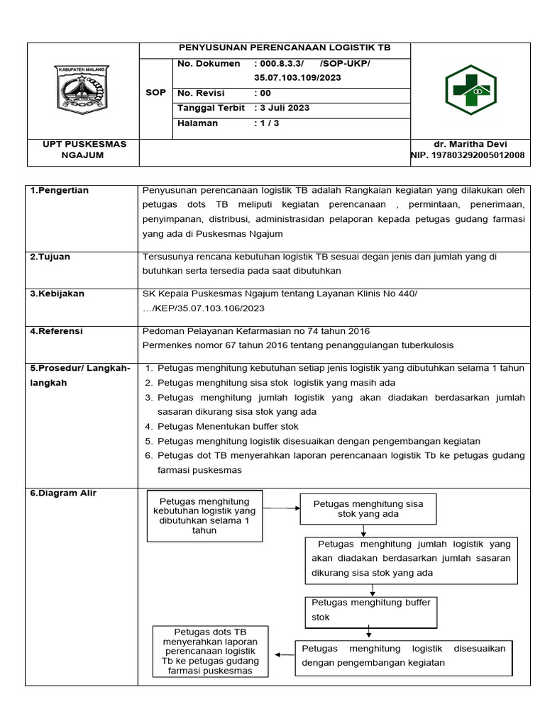 SOP Perencanaan Obat TB | PDF
