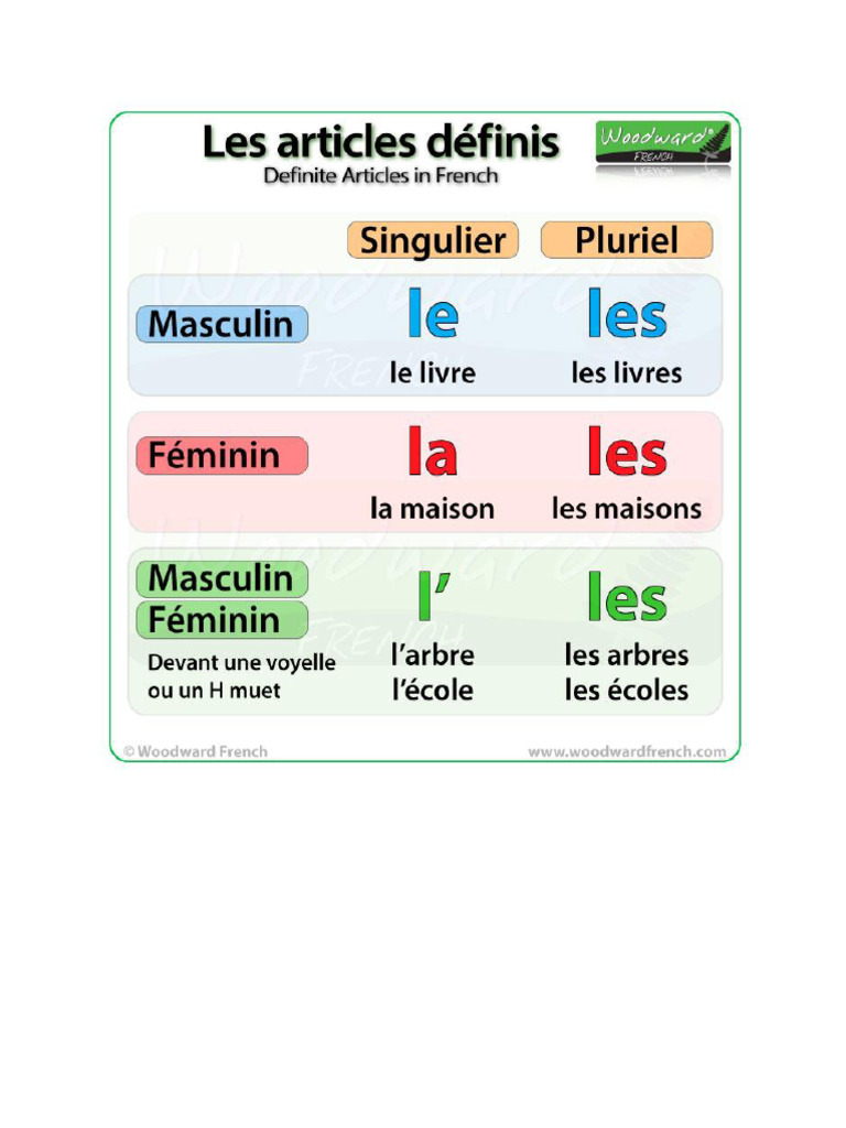 Les Articles Definis | PDF