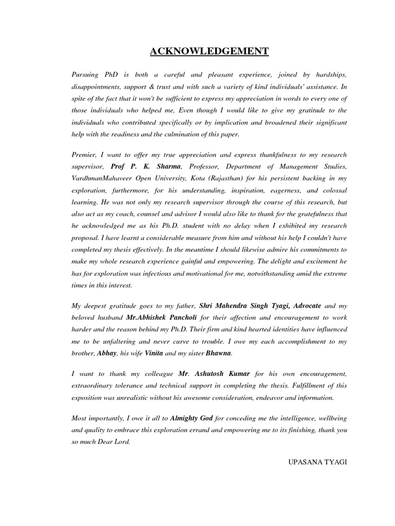 04 Acknowledgement | PDF | Self-Improvement