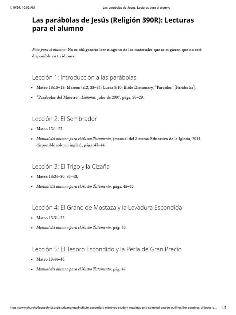 Parábolas de Jesús: Guía de Estudio | PDF | Parábolas de Jesús ...