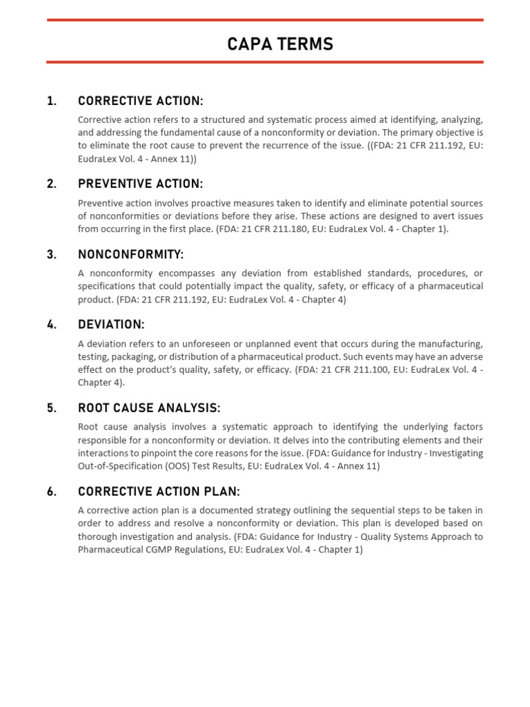Capa Terms | PDF | Verification And Validation | Quality Management System