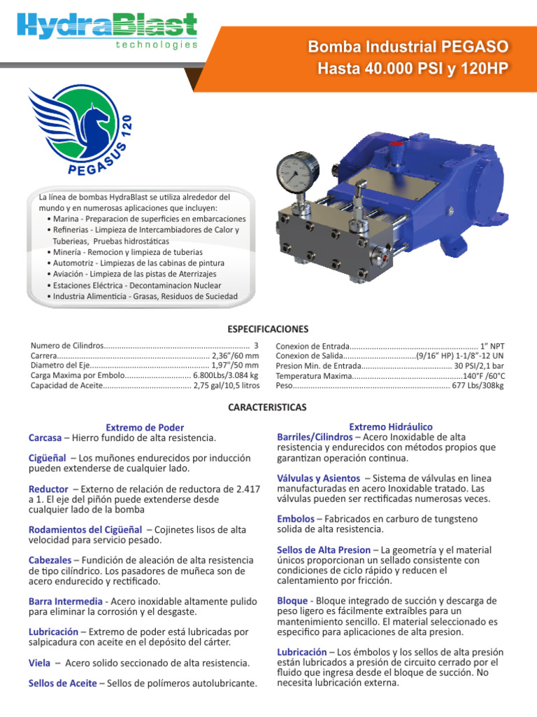 Bomba Pegaso 40KSI | PDF | Acero | Bomba