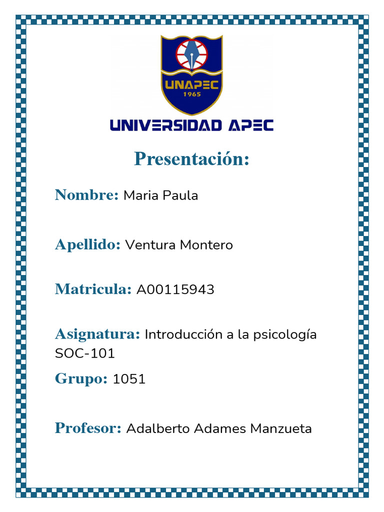 Tarea 9 de Introduccion A La Psicologia SOC-101 | PDF | Percepción | Mente