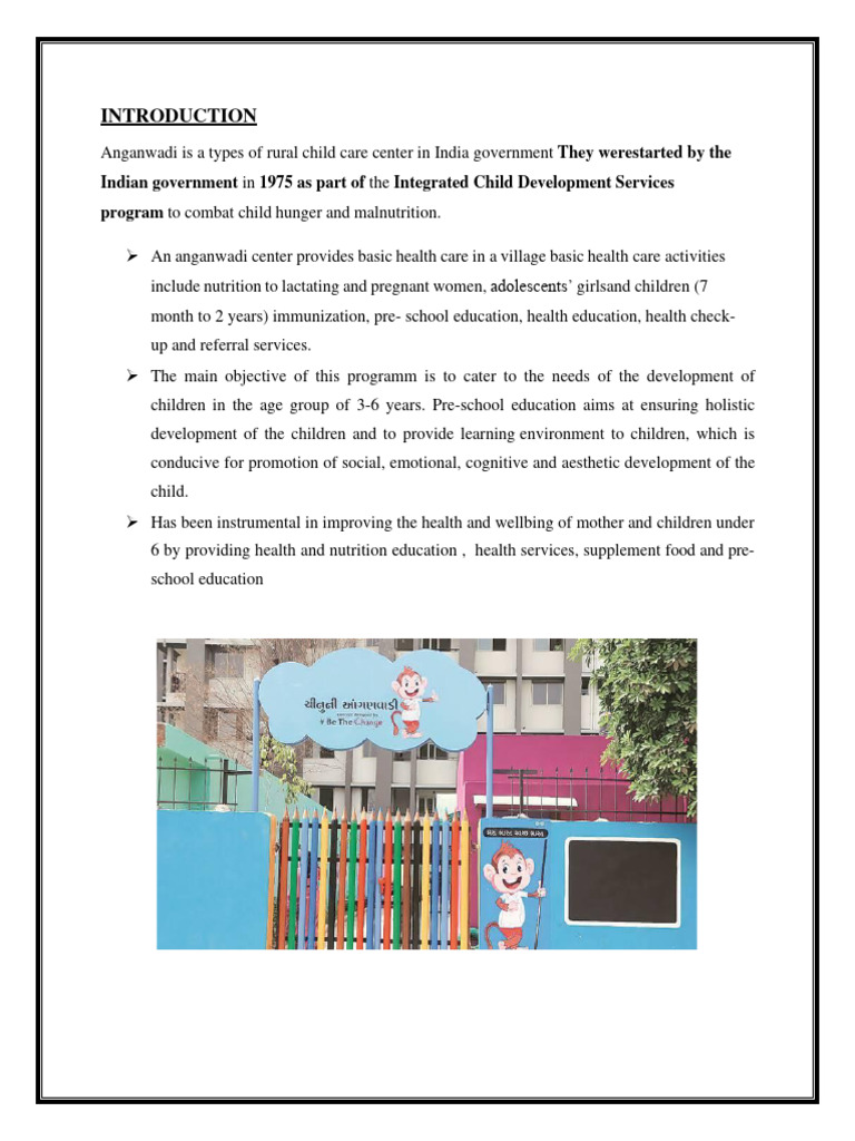 Field Visit Report - Anganwadi | PDF | Childhood | Human Development