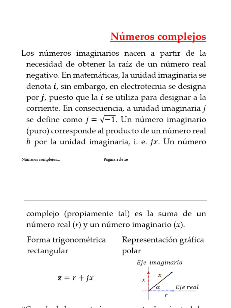 Números Complejos | PDF | Número complejo | Matemática Elemental
