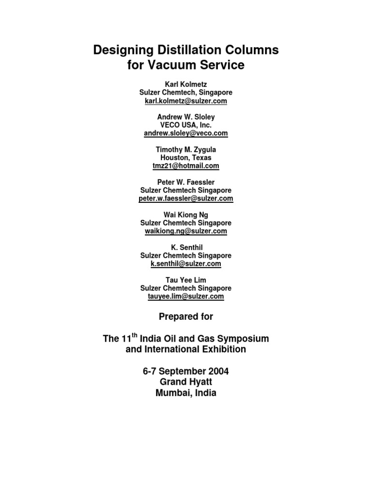 Vacuum Distillation Column Design Guide | PDF | Distillation | Cracking ...
